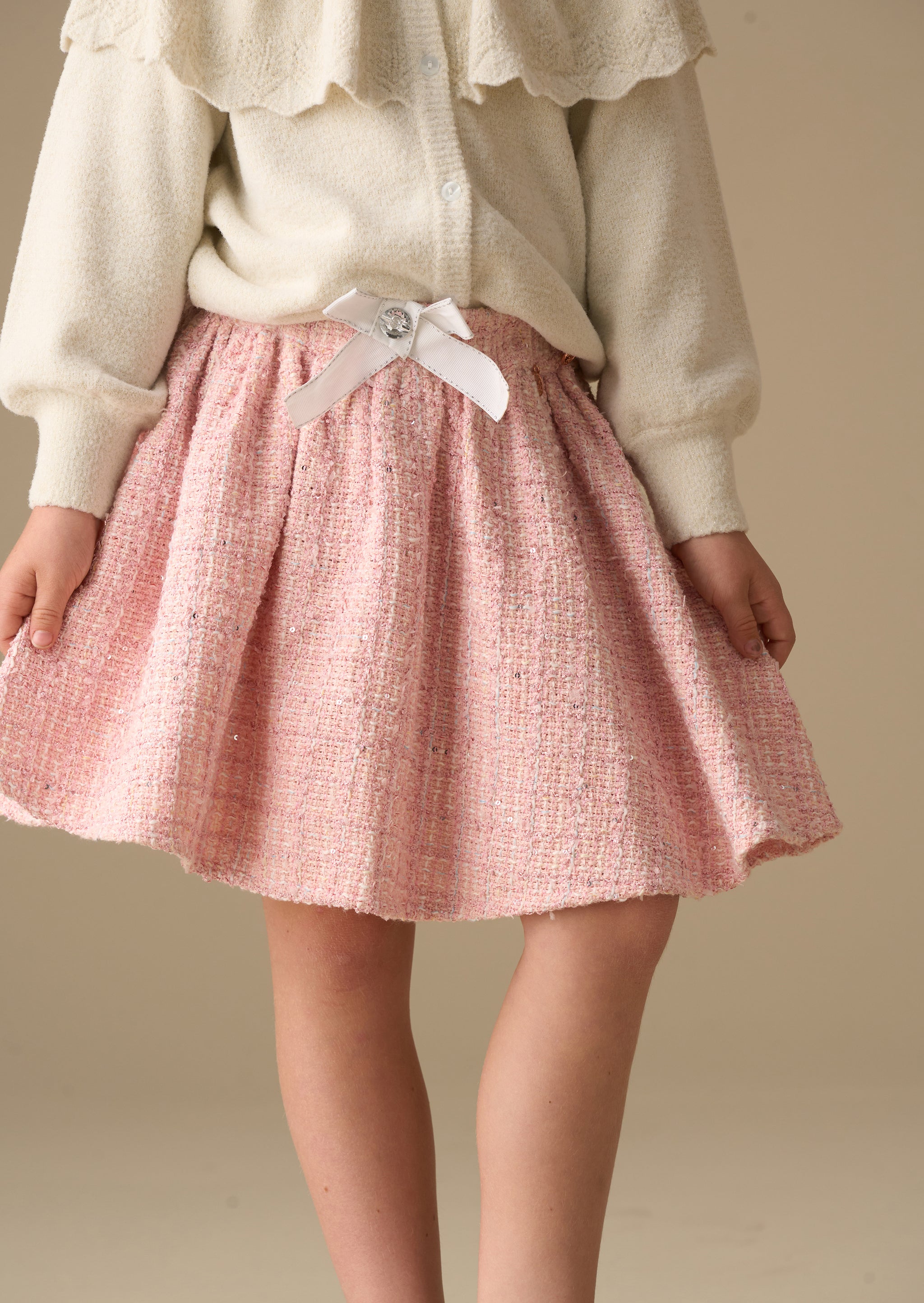Girls Pink Sequin Tweed Skirt | Angel & Rocket