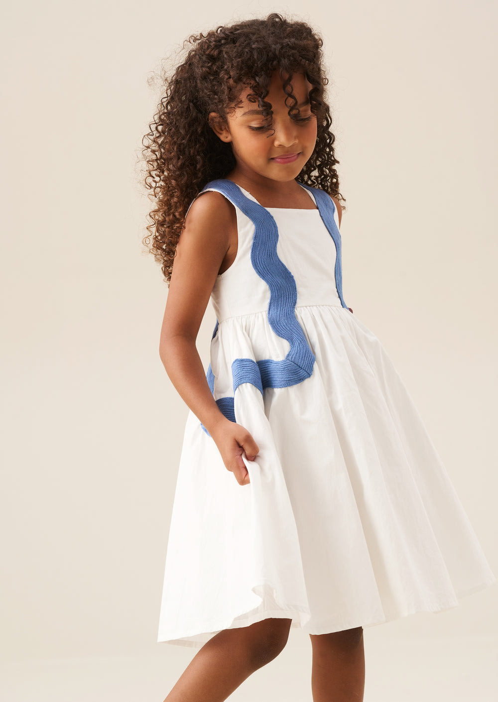 Girls White Ric Rac Dress| Angel & Rocket