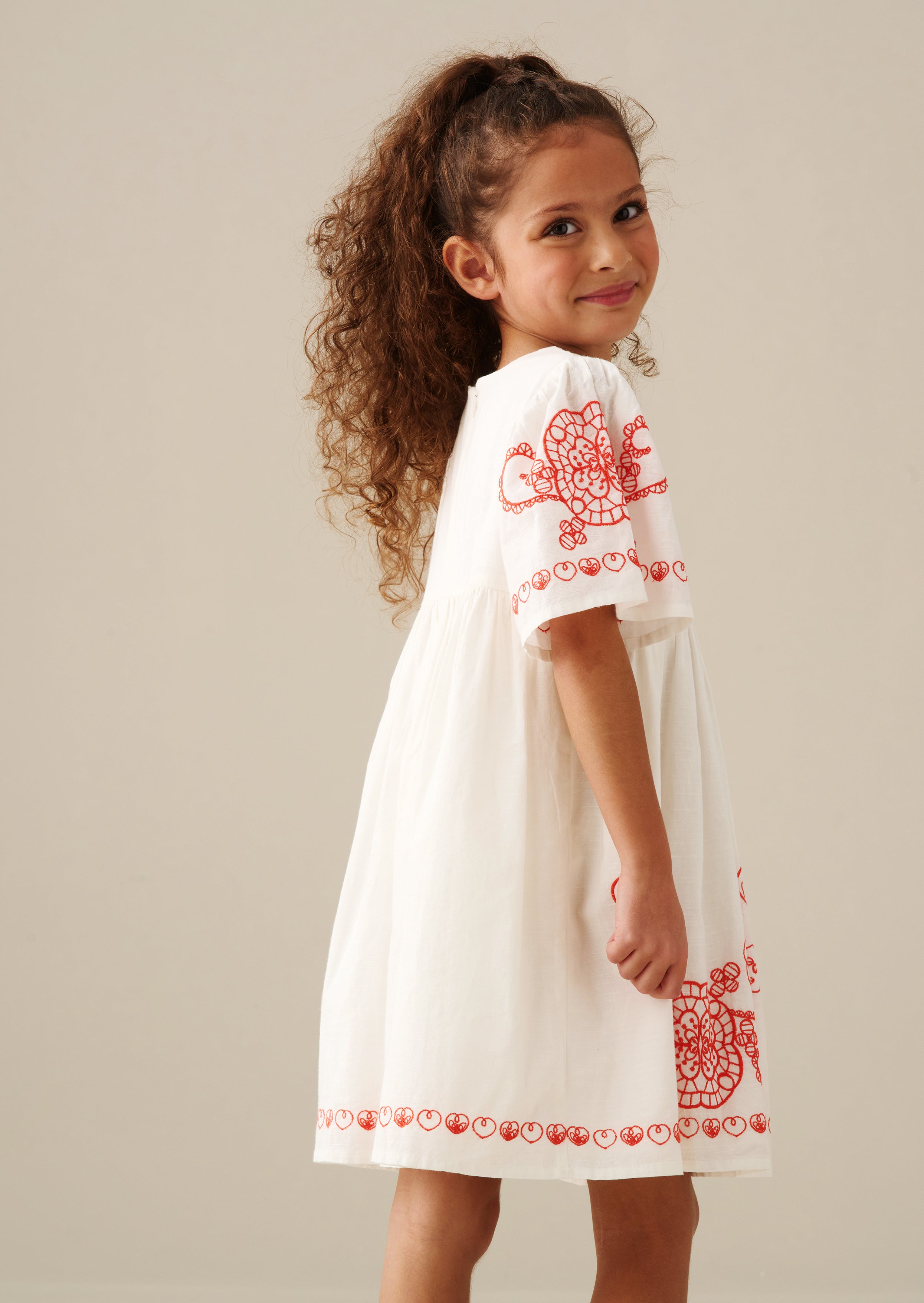 Girls Ivory Embroidered Boho Dress| Angel & Rocket