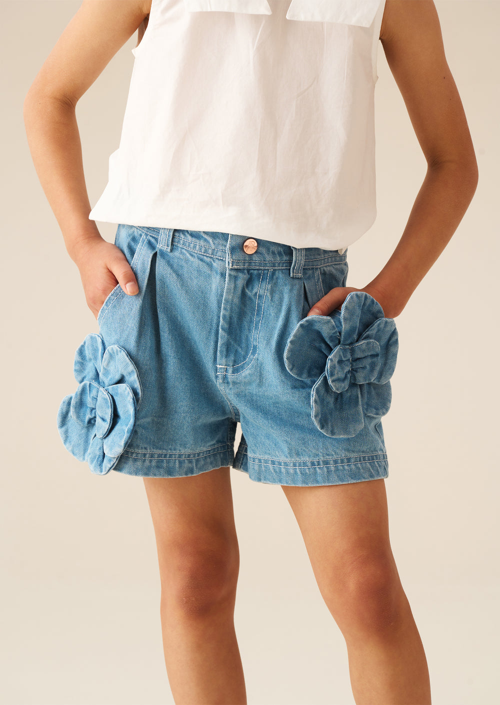Girls Corsage Denim Shorts | Angel & Rocket