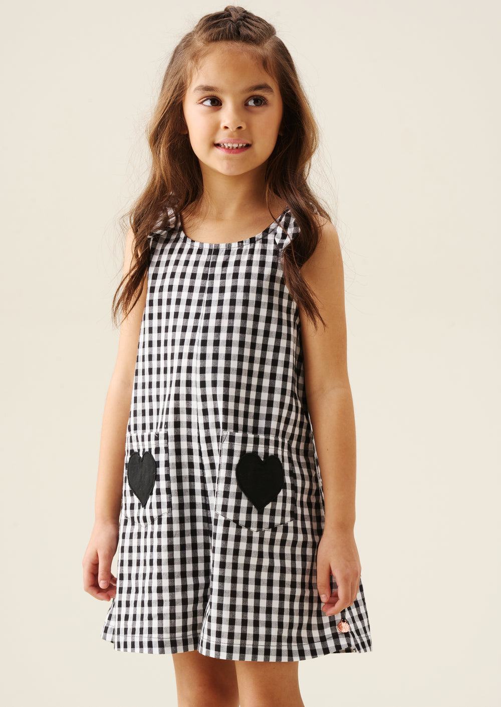 Girls Black Gingham Dungarees | Angel & Rocket