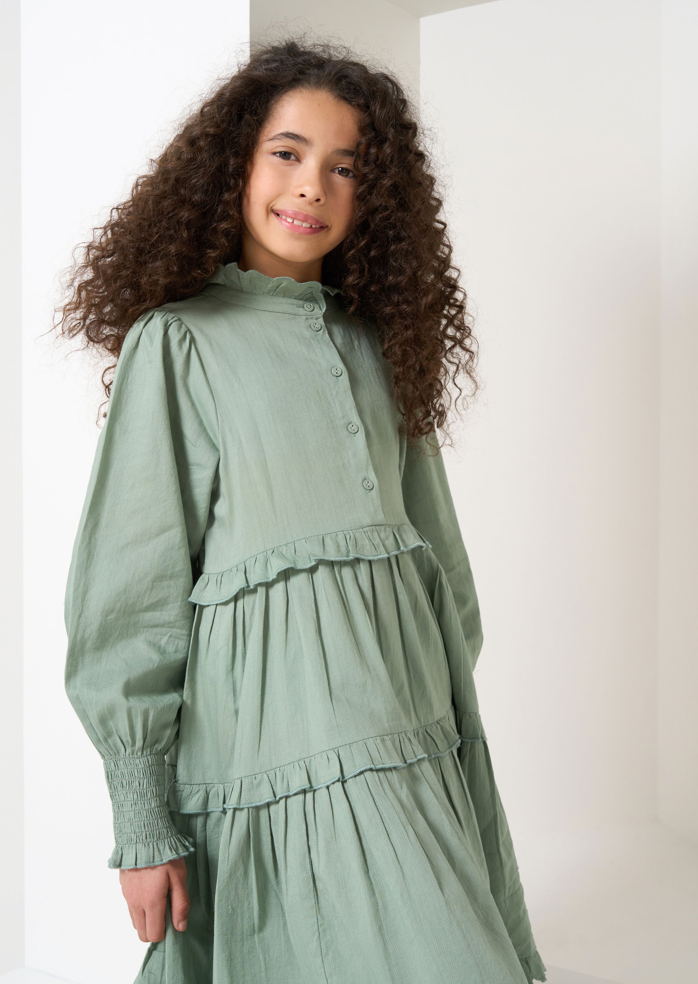 Green Frill Dress | Girls | Angel & Rocket