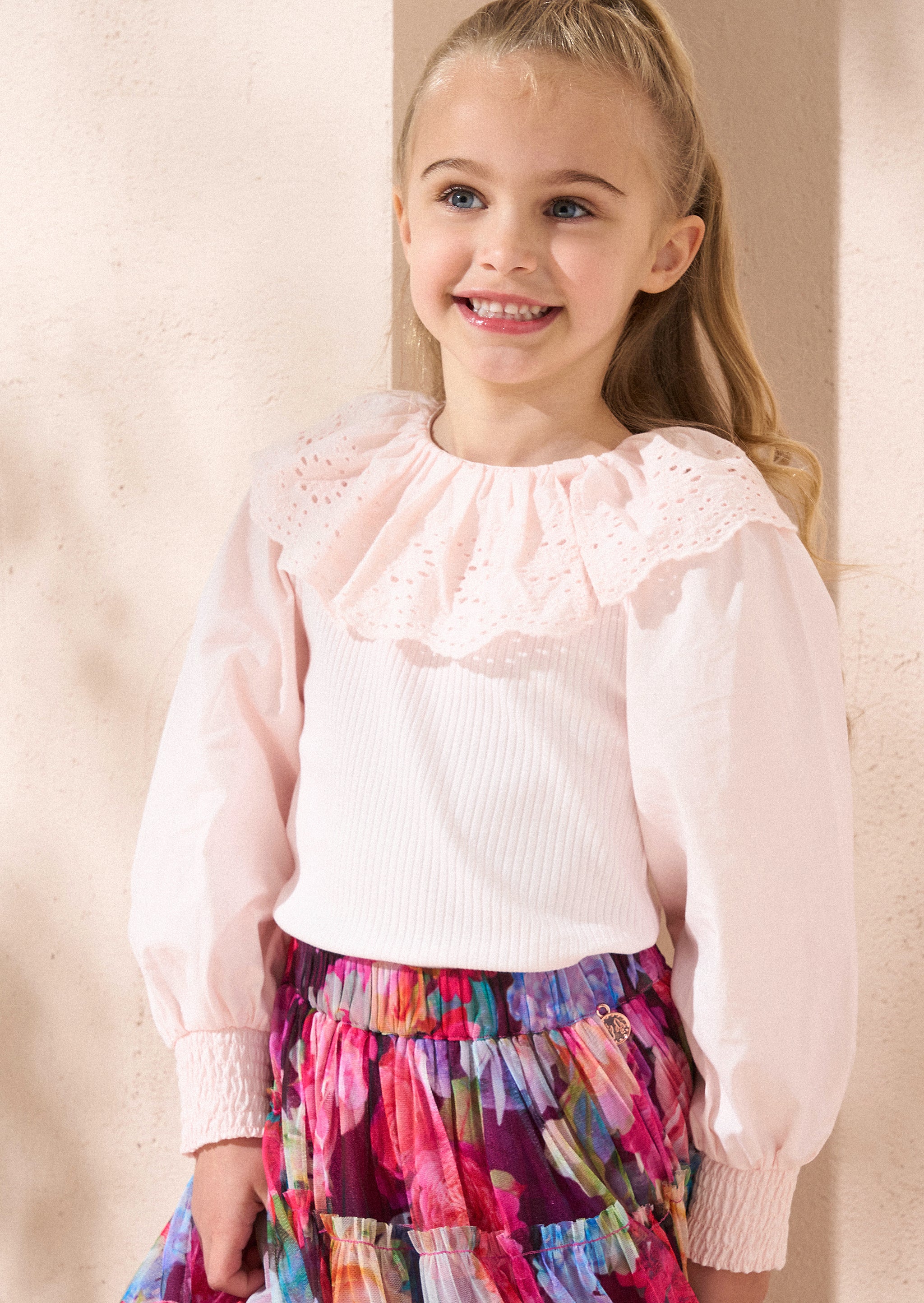 Girls Broderie Collar Top | Angel & Rocket