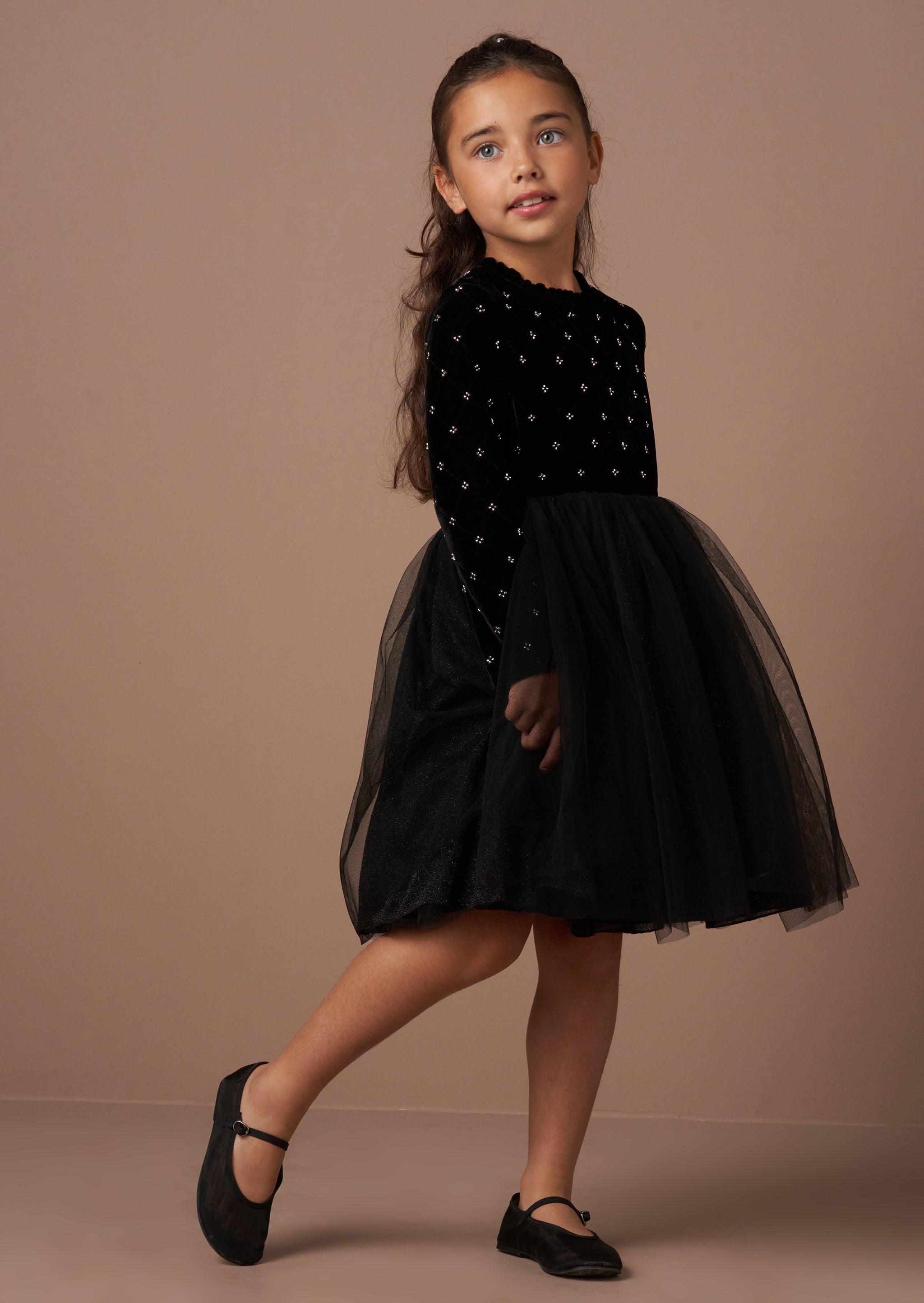 Girls Black Velvet Dress | Angel & Rocket