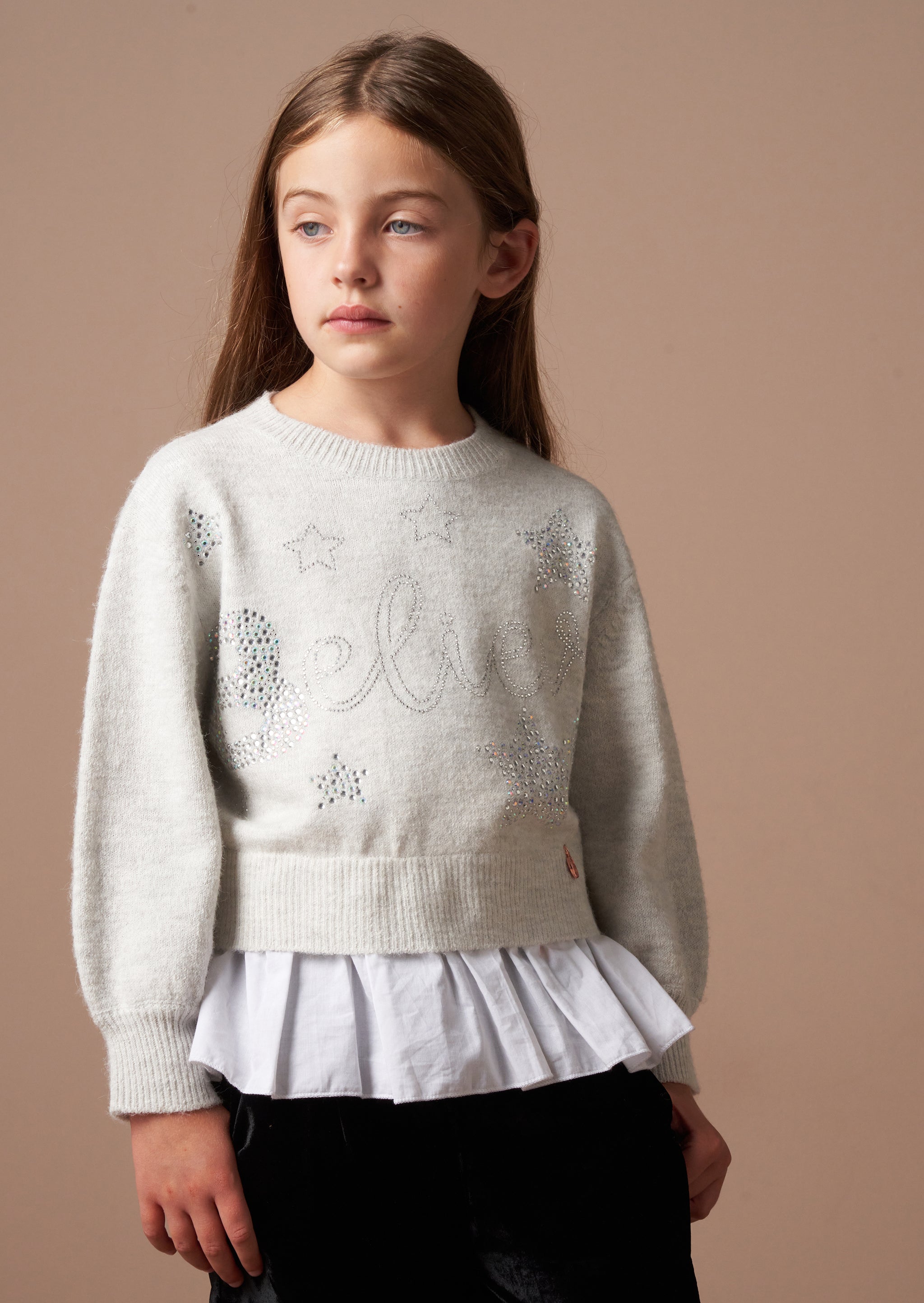 Girls Grey Sparkly Jumper | Angel & Rocket