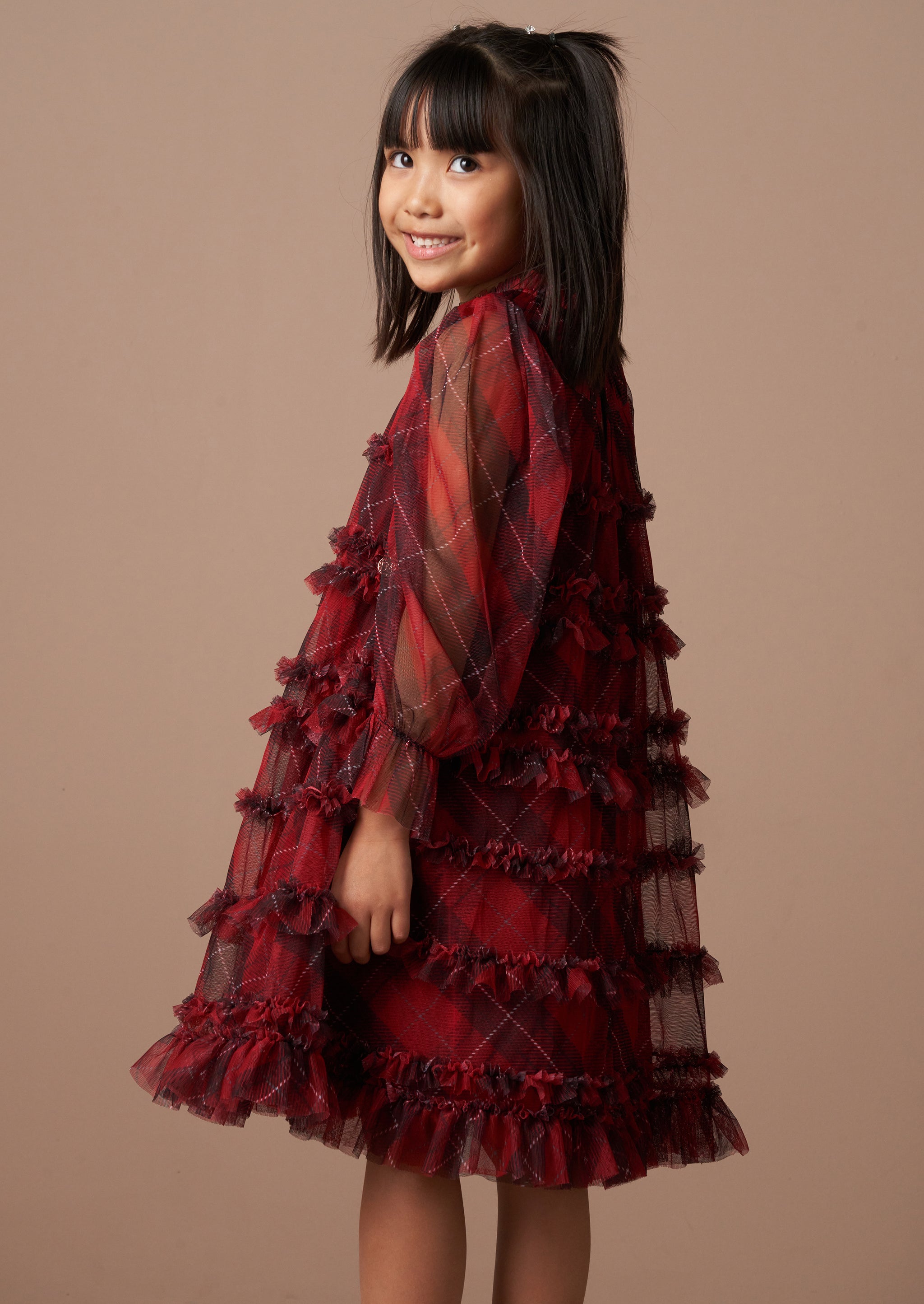 Girls Red Tartan Party Dress | Angel & Rocket