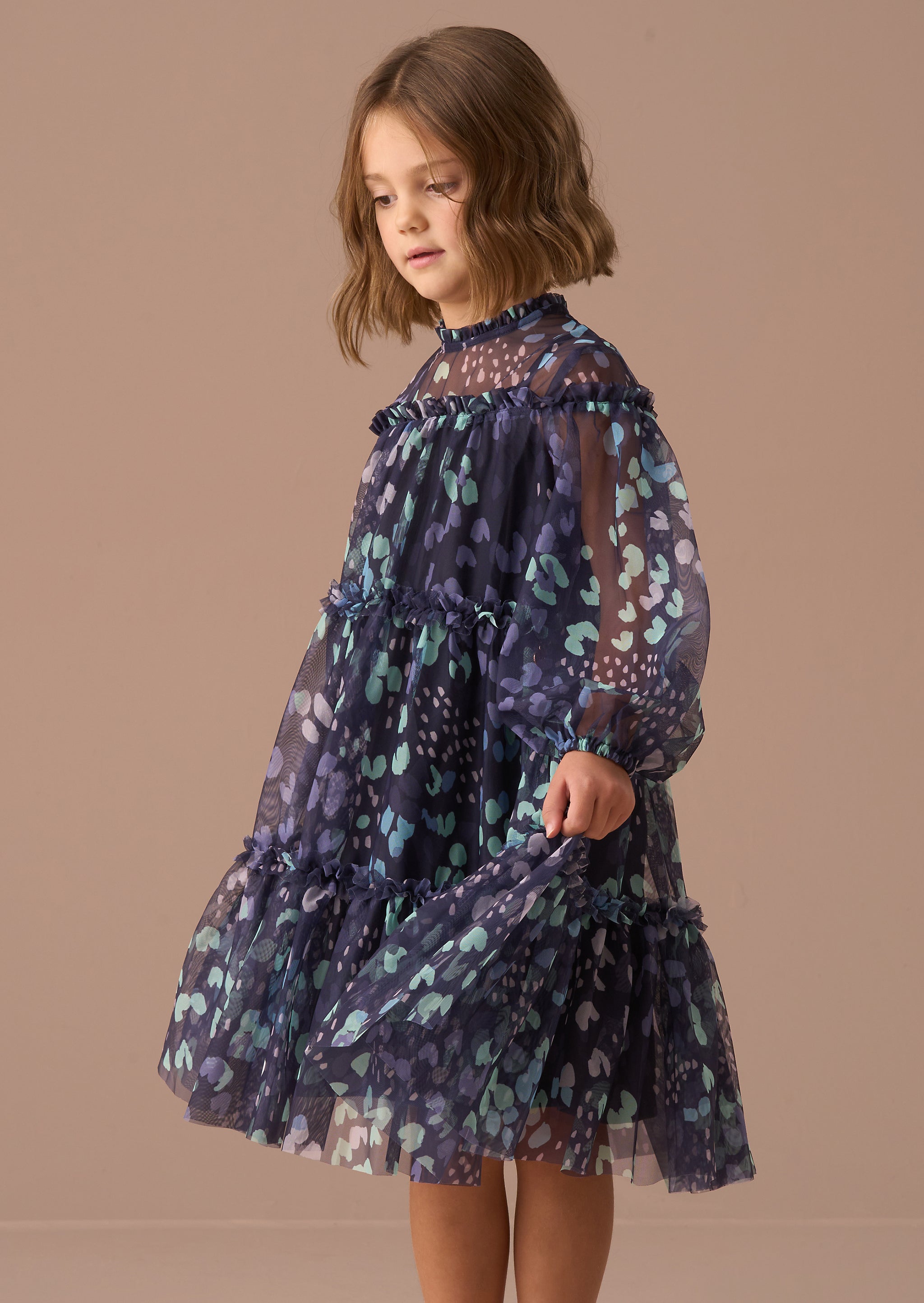 Girls Navy Swing Dress | Angel & Rocket
