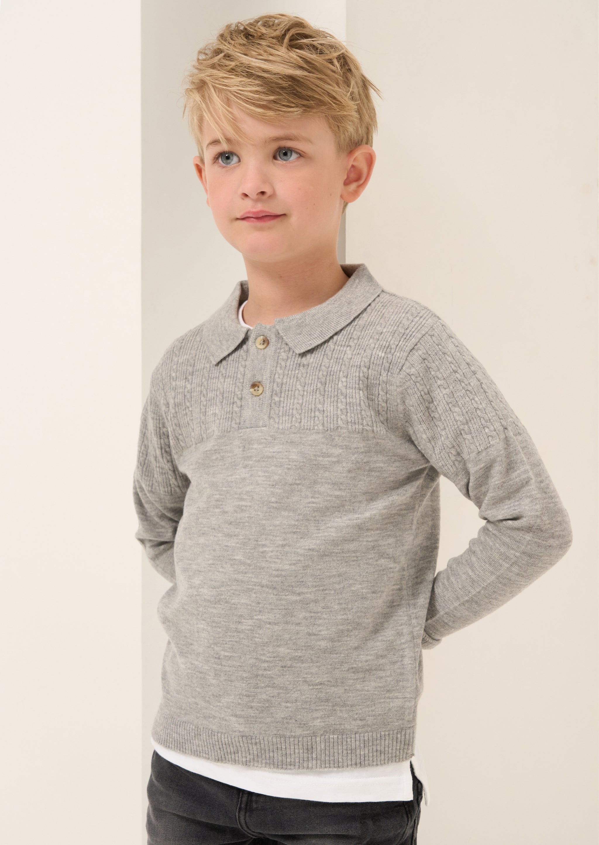 Caleb Grey Knitted Polo