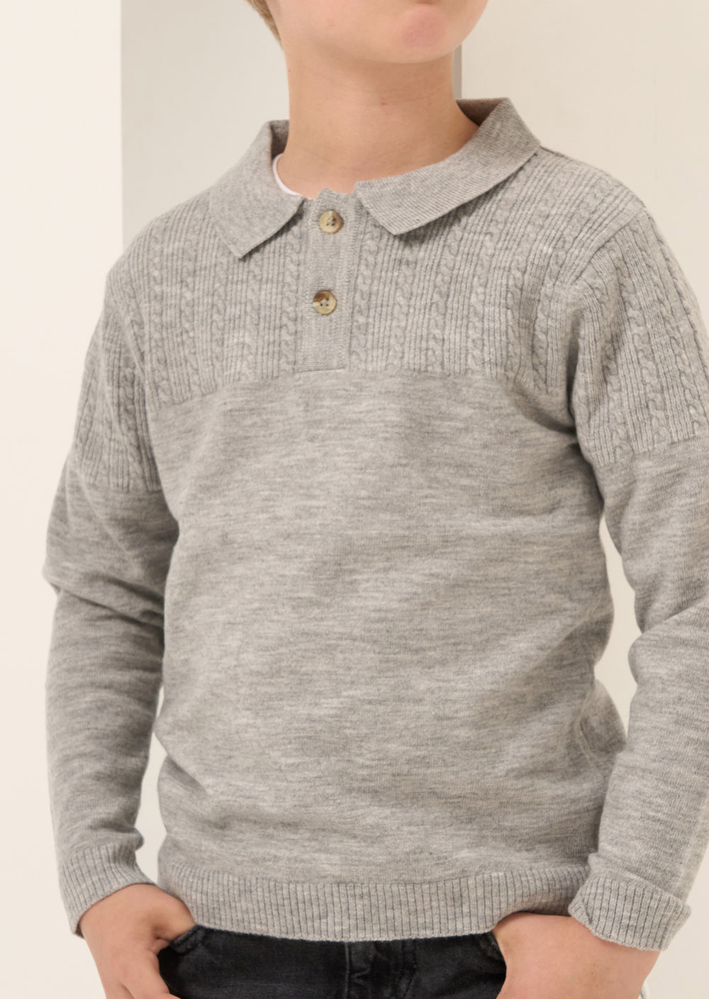 Caleb Grey Knitted Polo