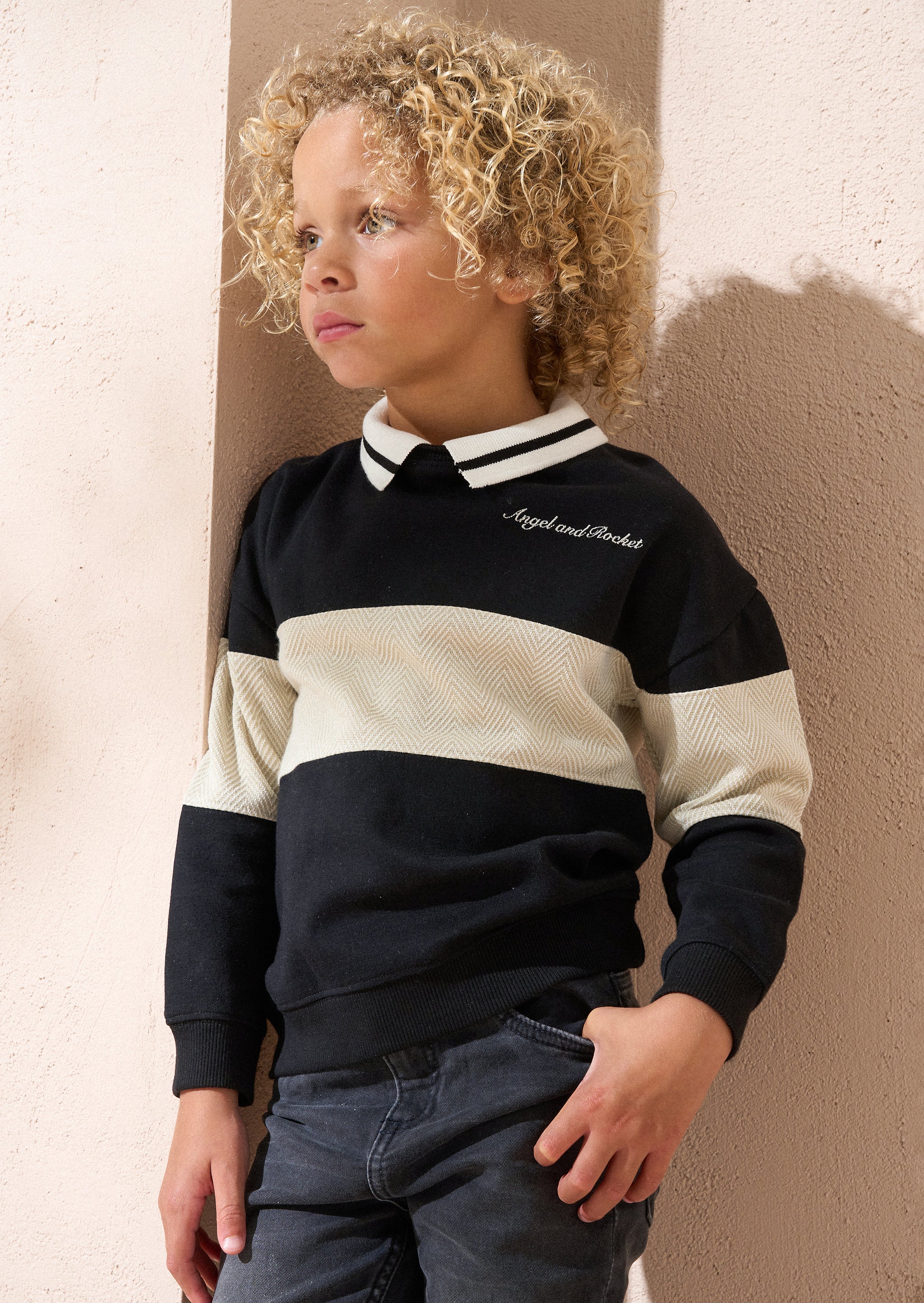 Boys Navy Rugby Top | Angel & Rocket