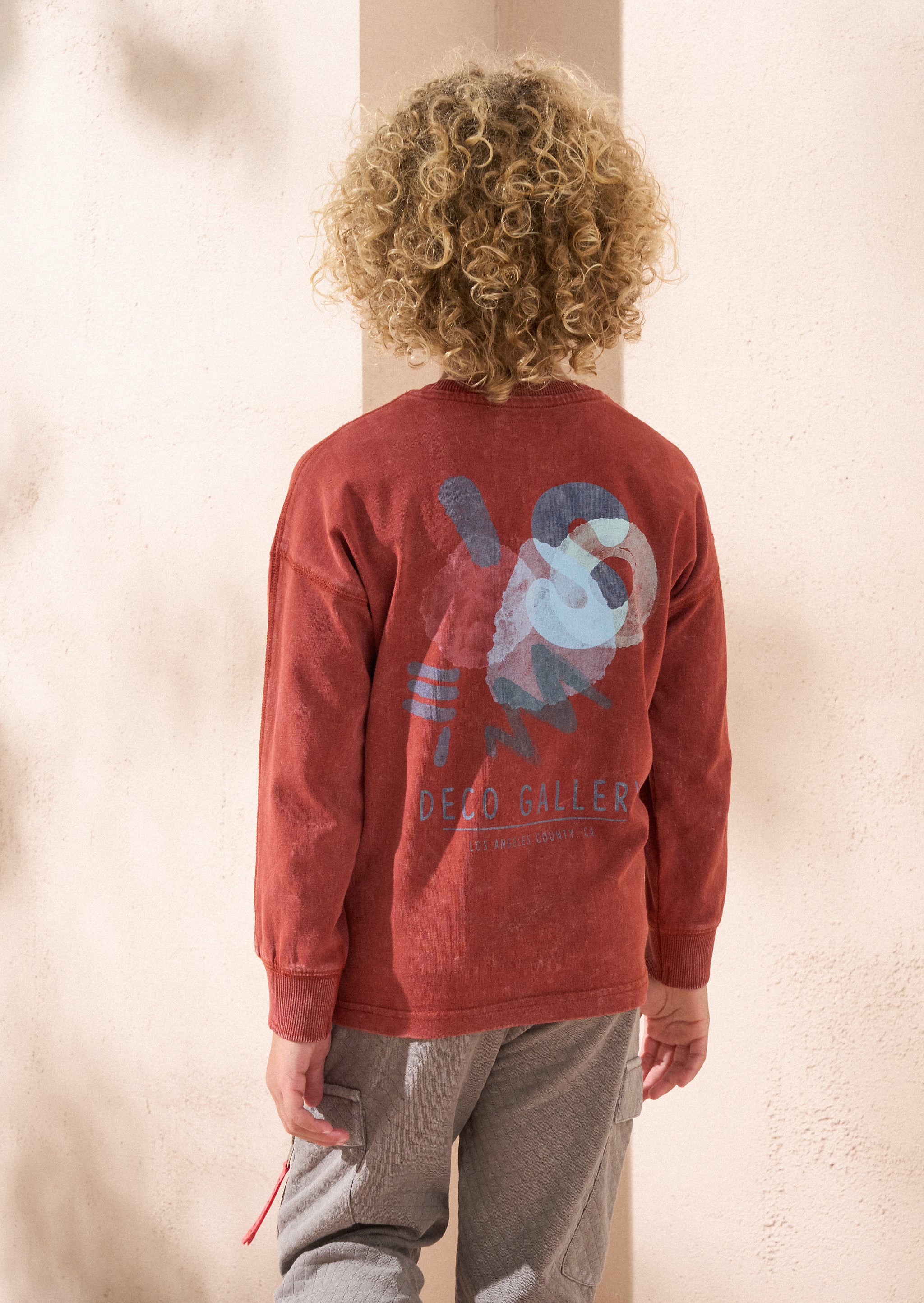 Boys Long Sleeve Skater Tee in Red | Angel & Rocket