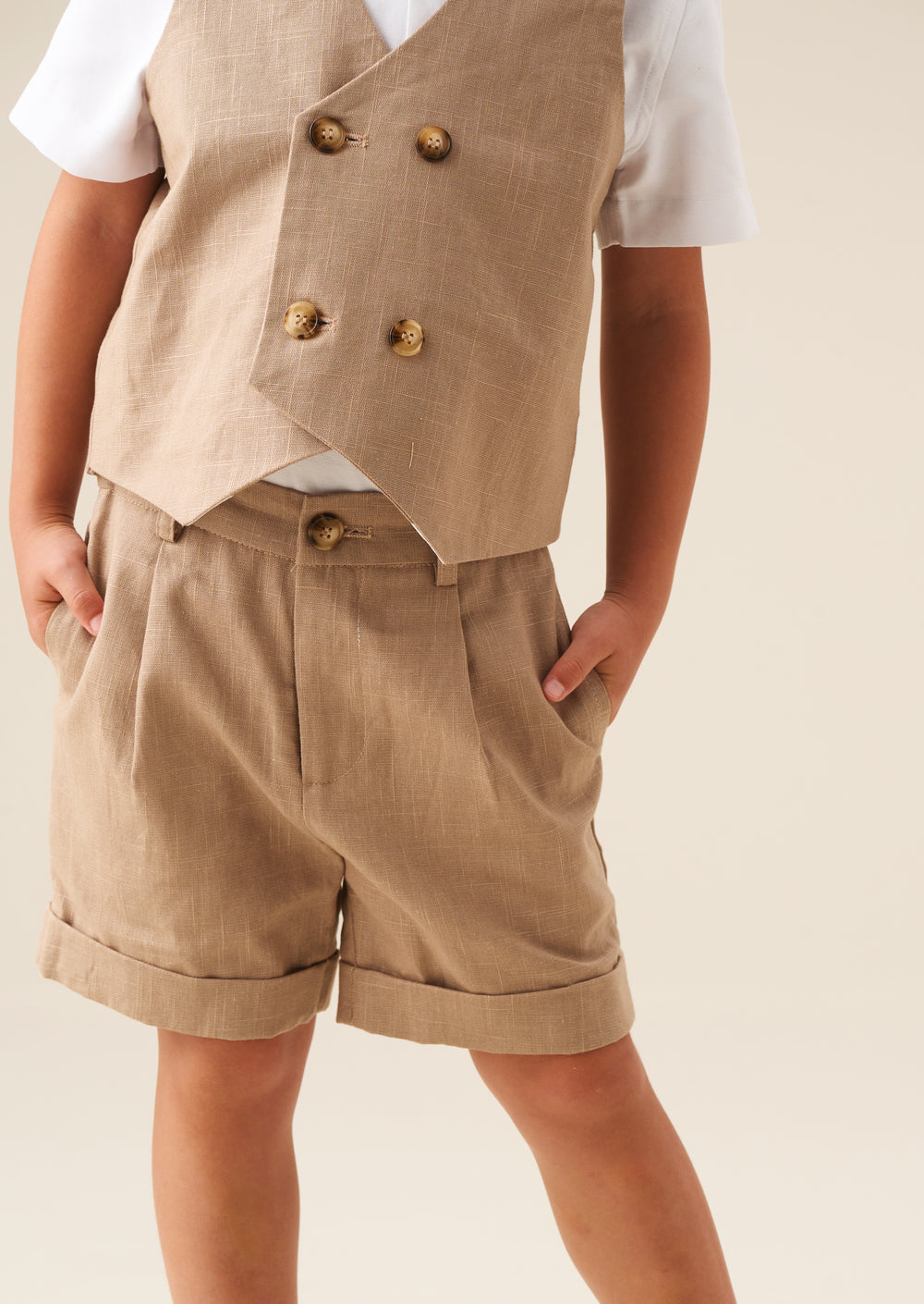 Boys Linen-Blend Summer Suit Shorts | Angel & Rocket