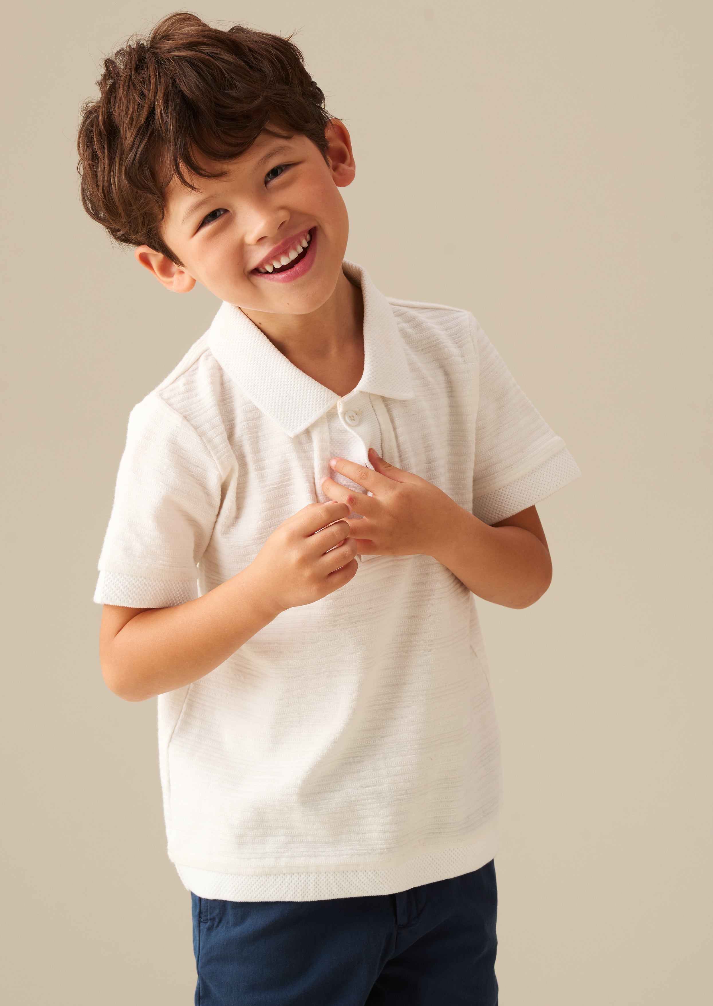 Boys Cream Smart Summer Polo| Angel & Rocket