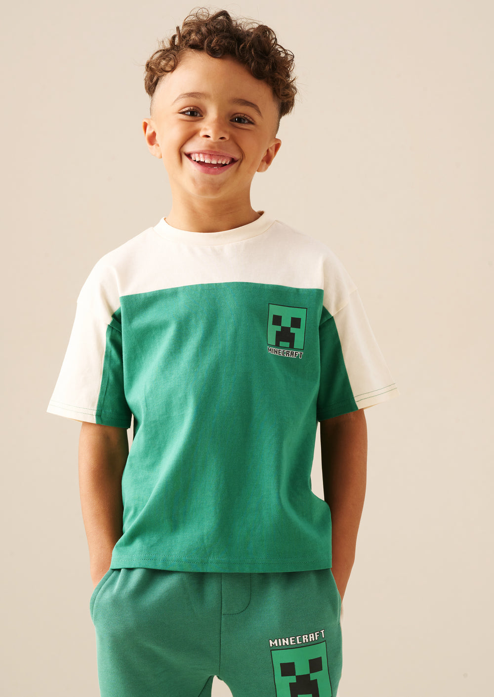T-shirt Varsity Surdimensionné Minecraft pour Garçons | Angel & Rocket