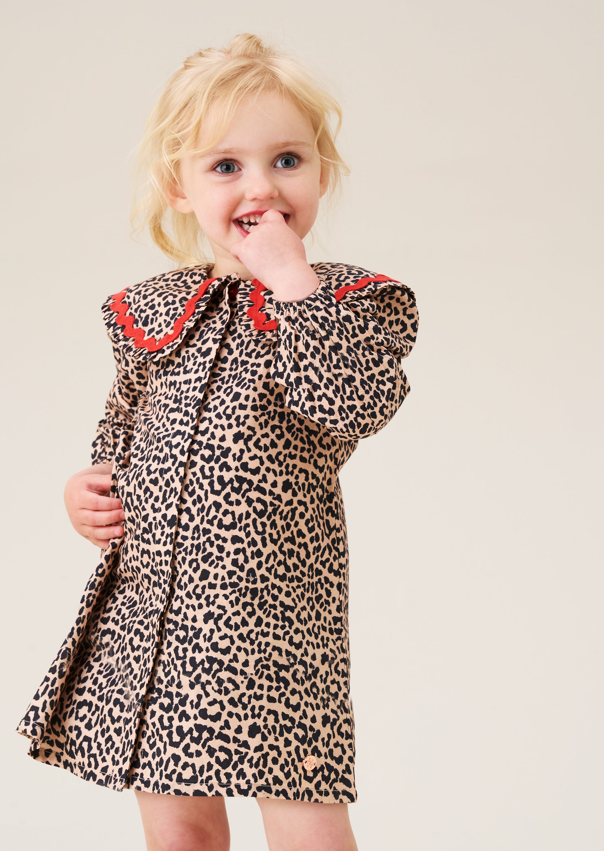 Baby Girls Leopard Print Frill Collar Tunic Dress with Bloomers | Angel ...