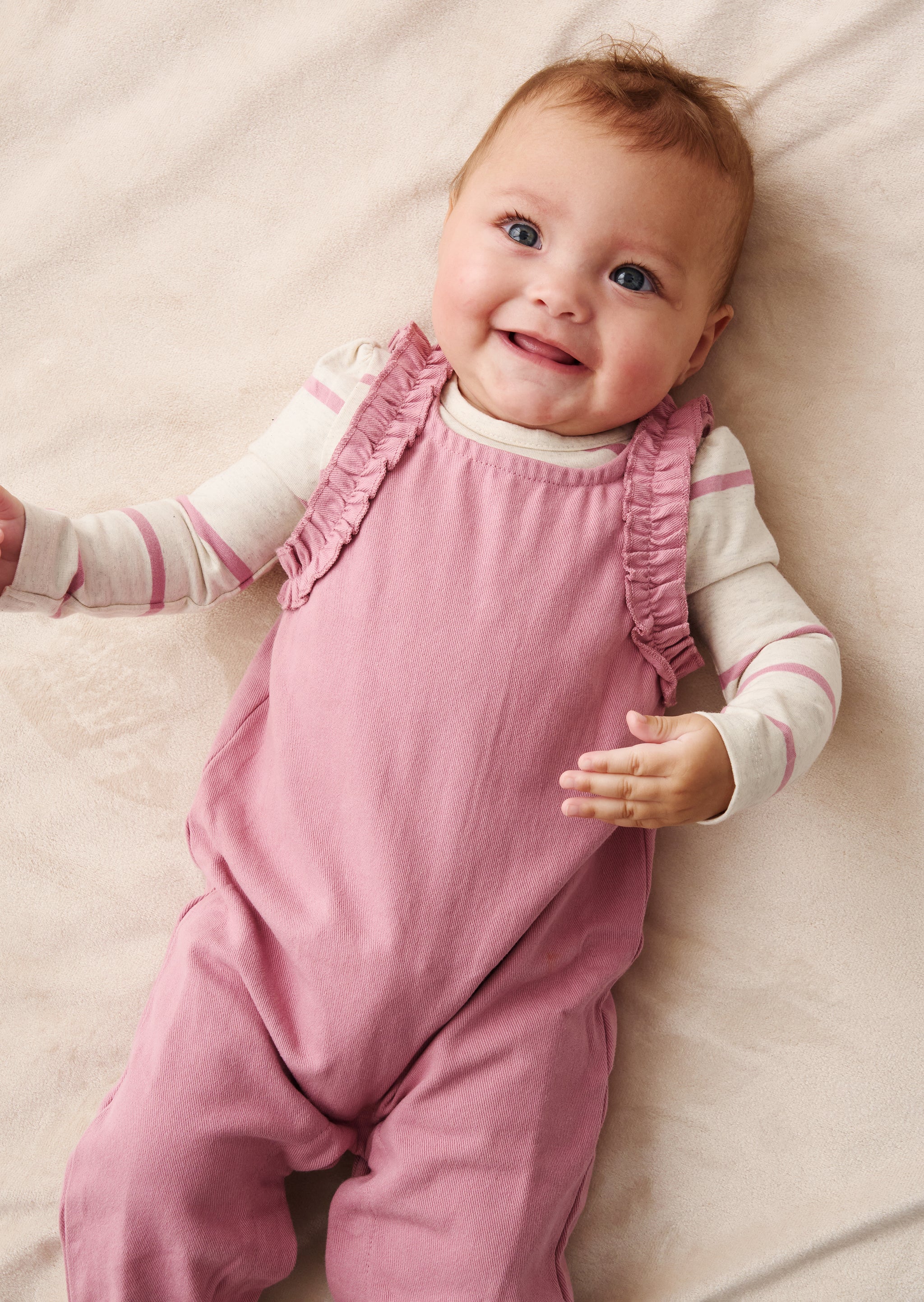 Baby Girls Pink Frill Dungaree & Floral Bodysuit Set | Angel & Rocket