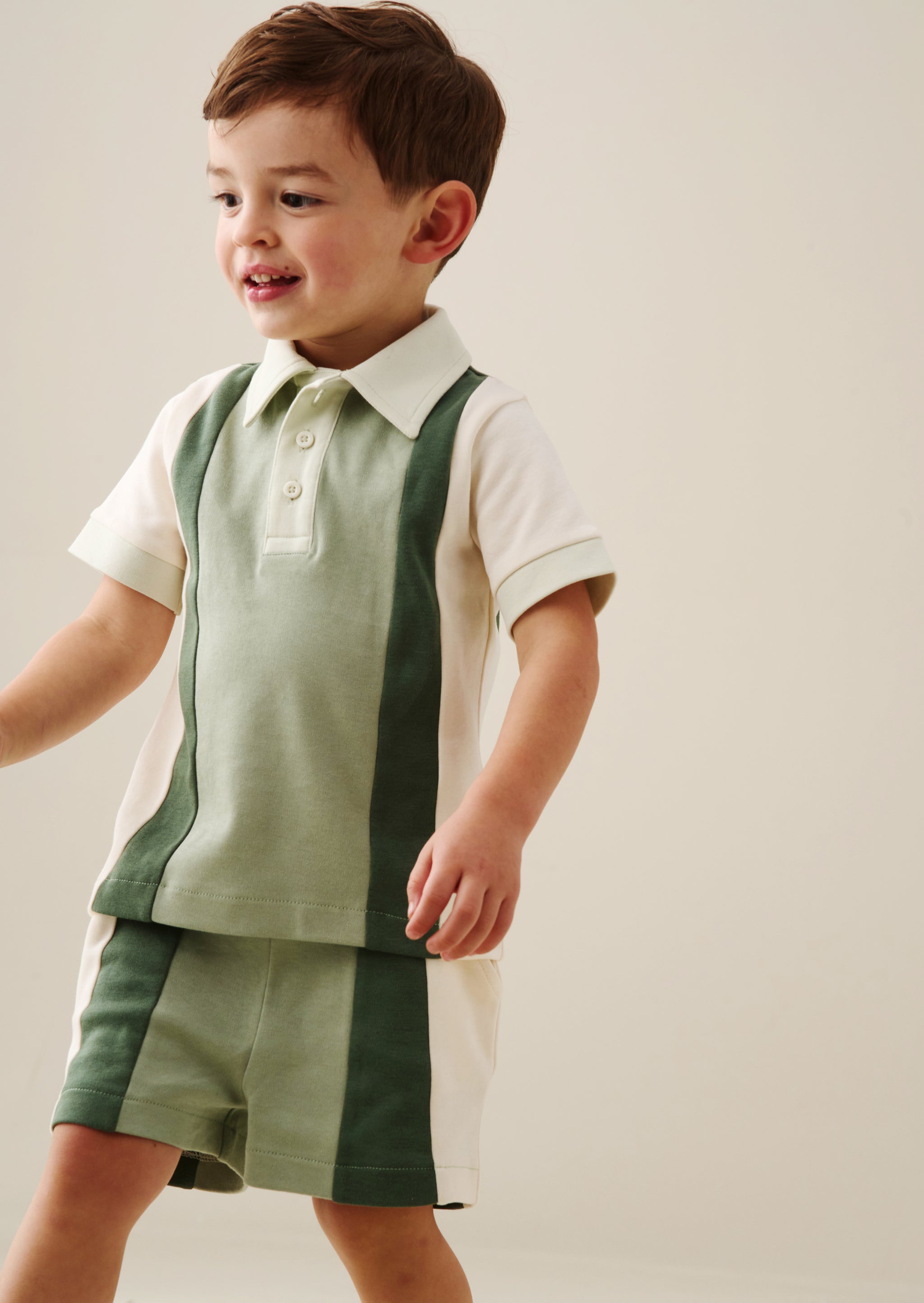 Baby Boys Colour Block Polo & Short Set | Angel & Rocket