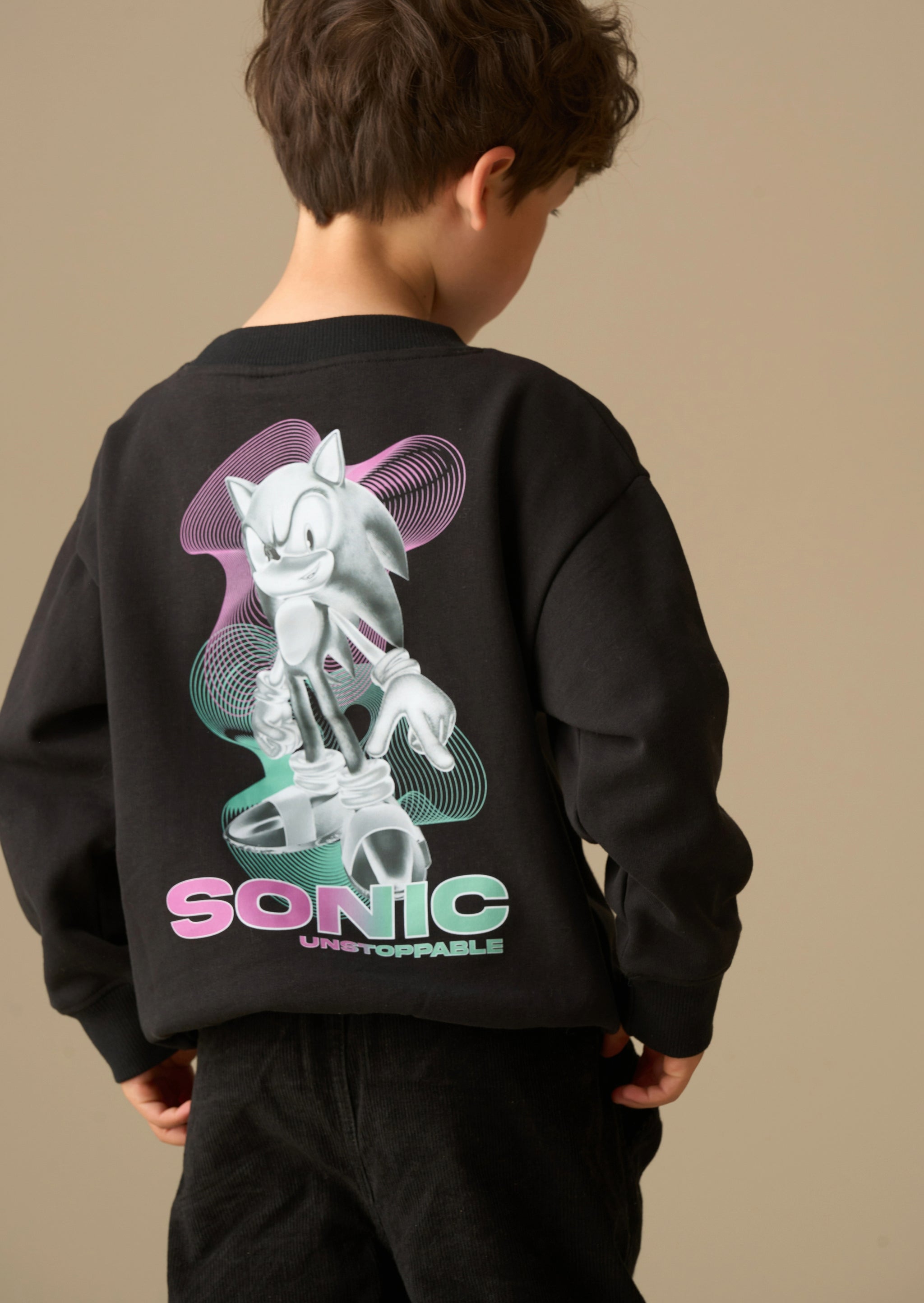 Boys Black Sonic Graphic Sweatshirt | Angel & Rocket