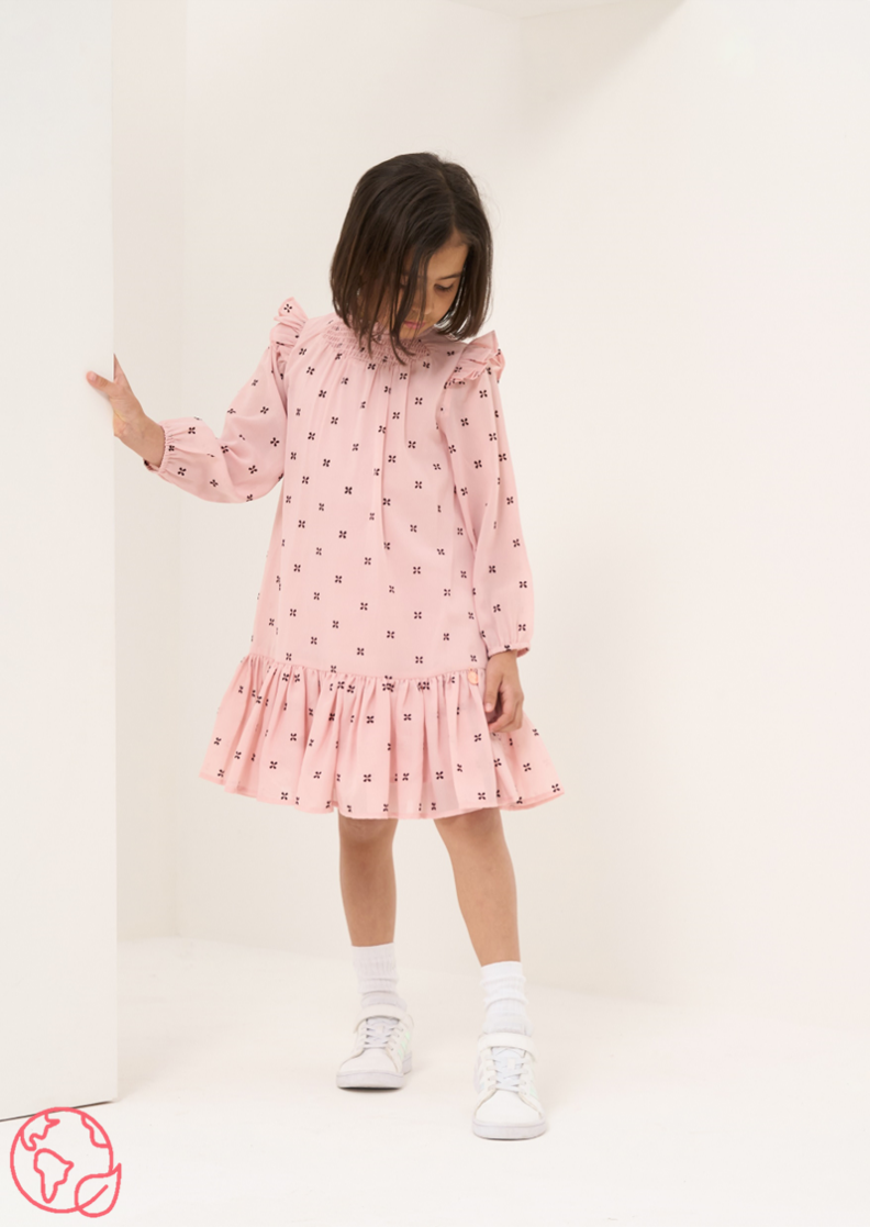 Pink Flock Spot Dress | Girls | Angel & Rocket